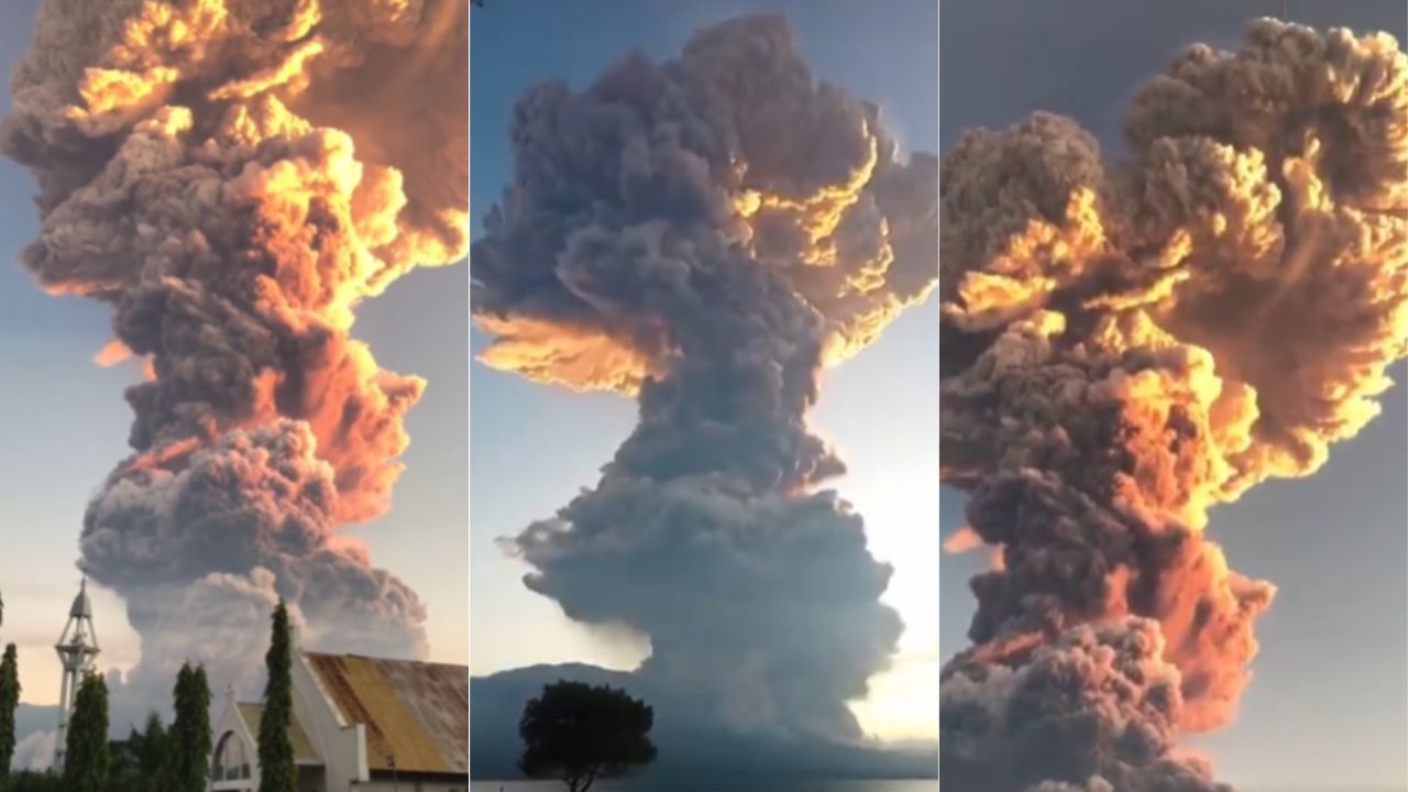 Viral video of volcanic eruption in Indonesia shows ash cloud reaching ...